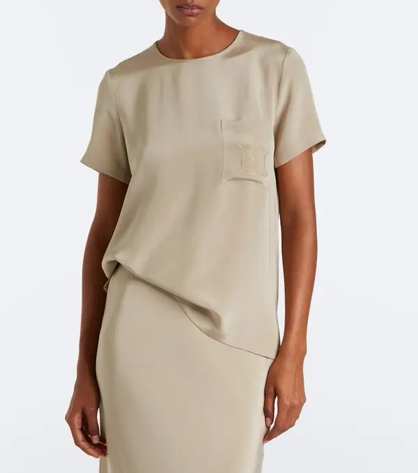 Max Mara Logo Embellished Silk Blouse