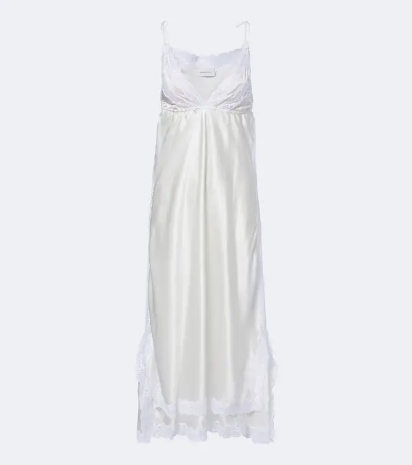 Magda Butrym Lace-trimmed Silk Satin Slip Dress - White