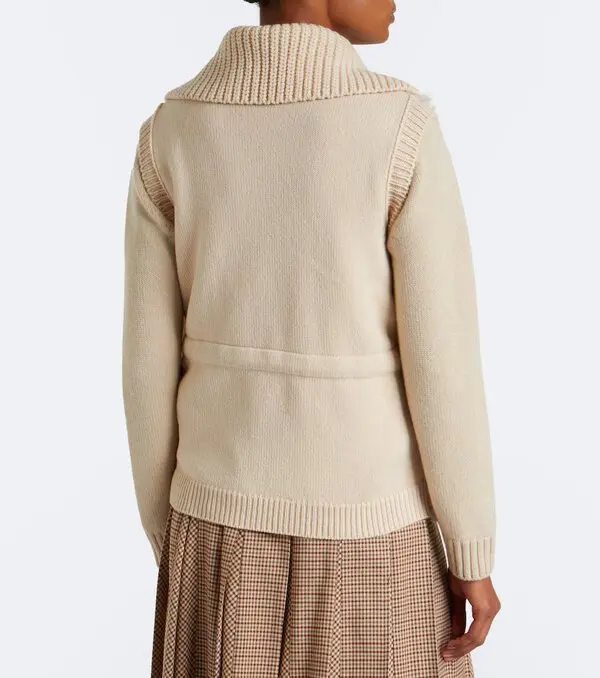 Moncler Shearling And Cashmere Down Vest - Beige