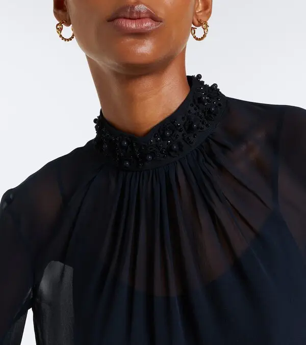 Max Mara Embellished Sheer Blouse