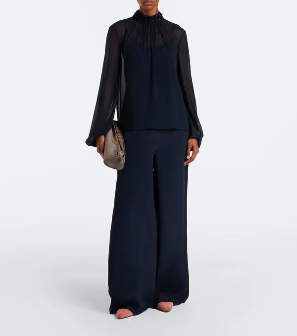 Max Mara Embellished Sheer Blouse