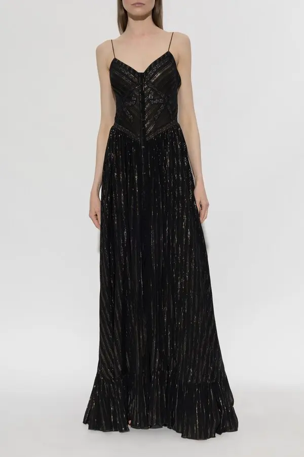 SELF-PORTRAIT Pleated Dress With Metallic Thread