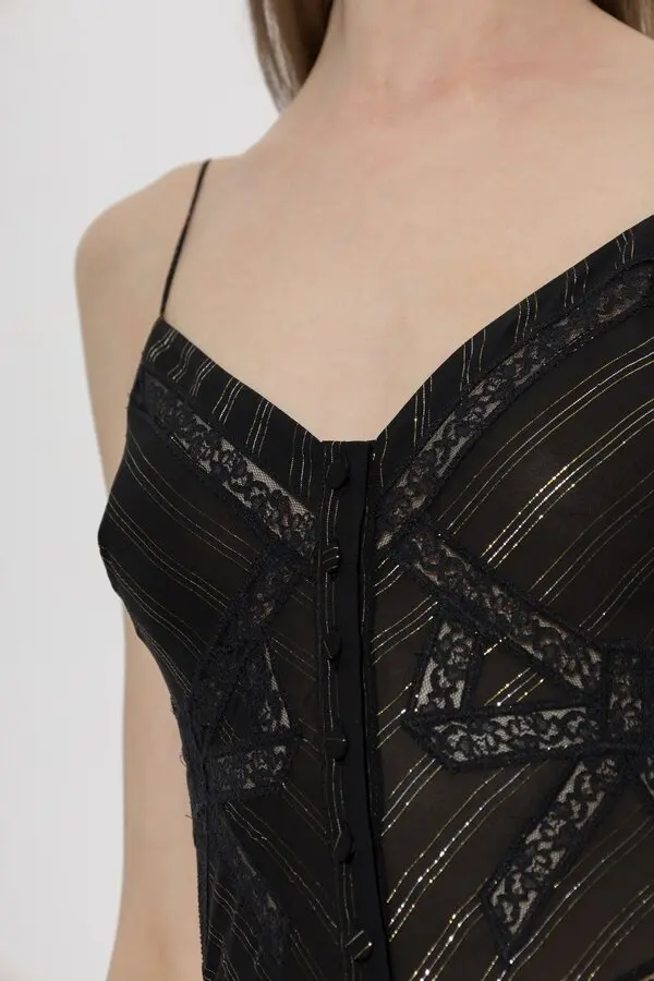 SELF-PORTRAIT Pleated Dress With Metallic Thread
