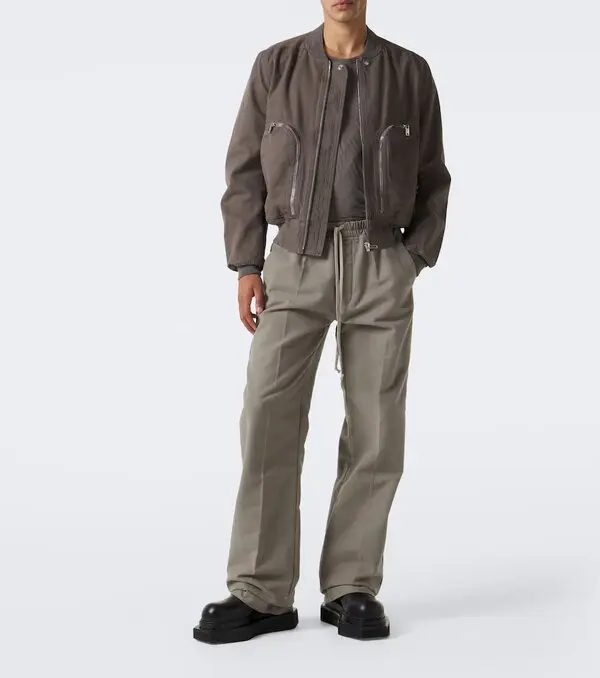Rick Owens Dietrich Cotton Straight-leg Pants - Grey