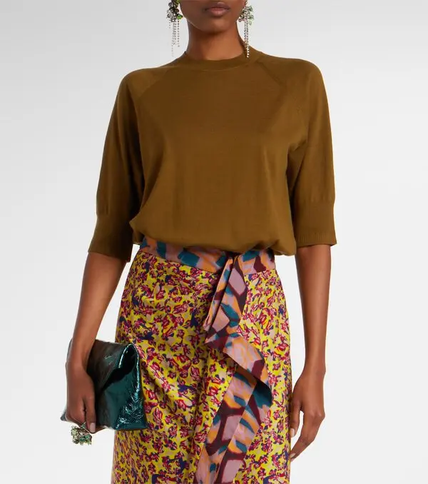Dries Van Noten Merino Wool Crewneck Sweater - Green