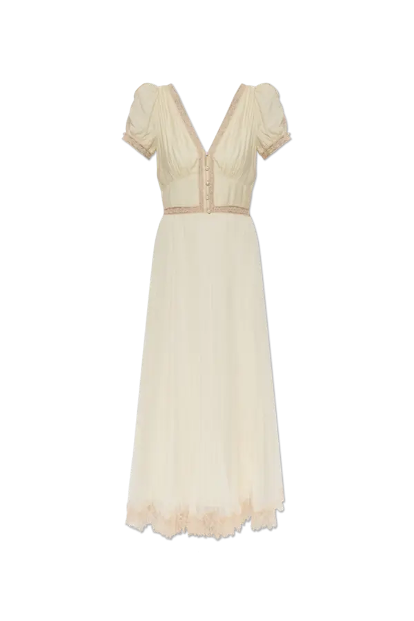 SELF-PORTRAIT Dress With Lace Inserts - Yellow
