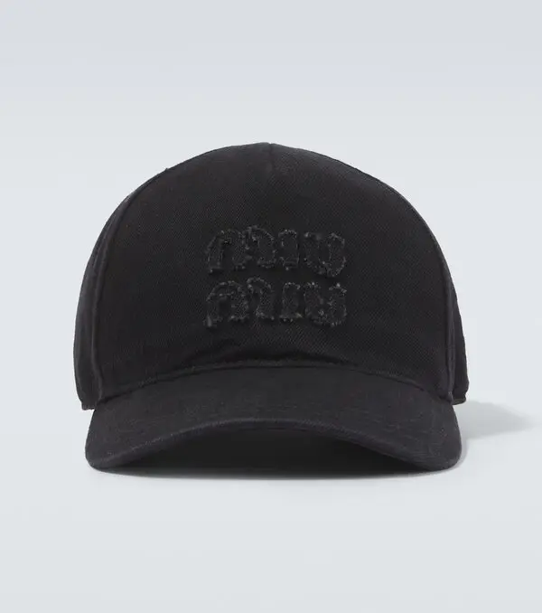 Miu Miu Embroidered Baseball Cap - Black