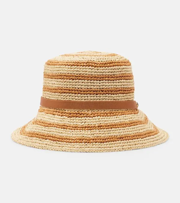 Valentino Garavani Vlogo Raffia Bucket Hat - Beige