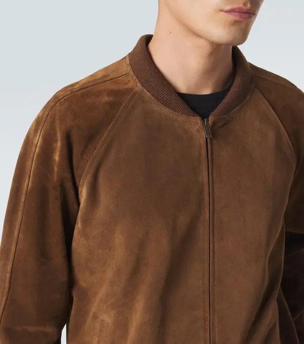 THE ROW Ramiro Suede Bomber Jacket
