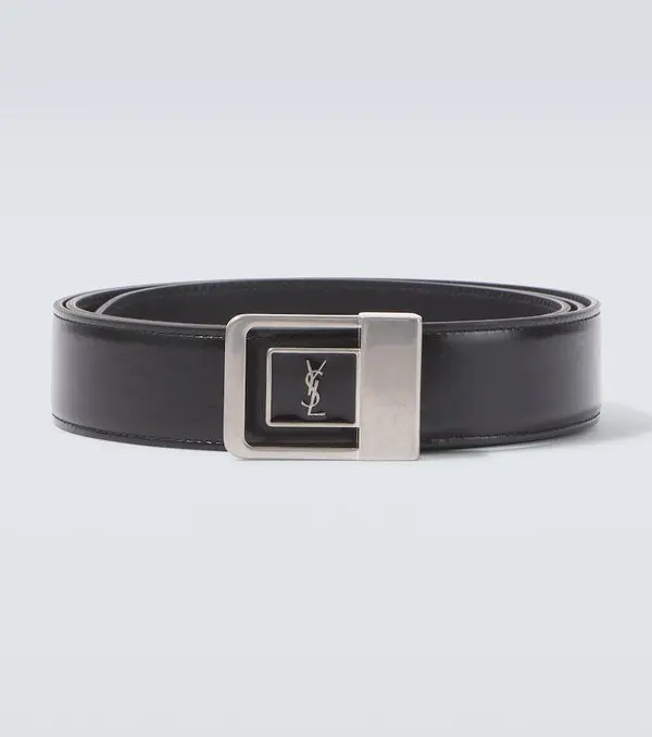 Saint Laurent La 66 Leather Belt With Silver-tone Buckle - Black