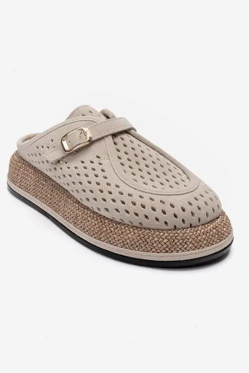 FOREVER & ALWAYS SHOES Vone Leather Mule - Beige Suede