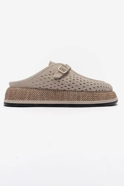 FOREVER & ALWAYS SHOES Vone Leather Mule - Beige Suede