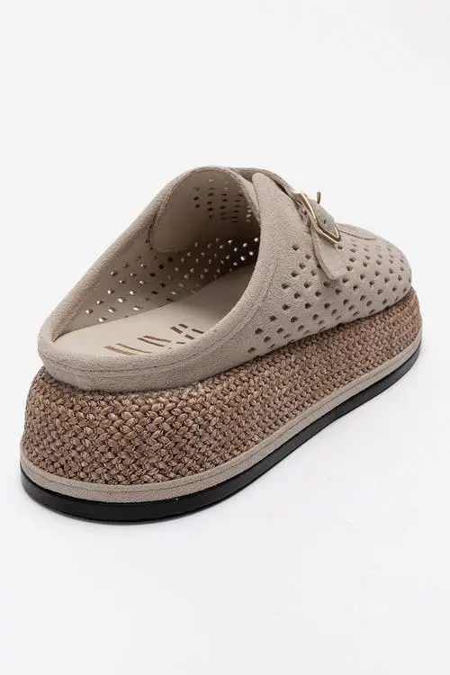 FOREVER & ALWAYS SHOES Vone Leather Mule - Beige Suede