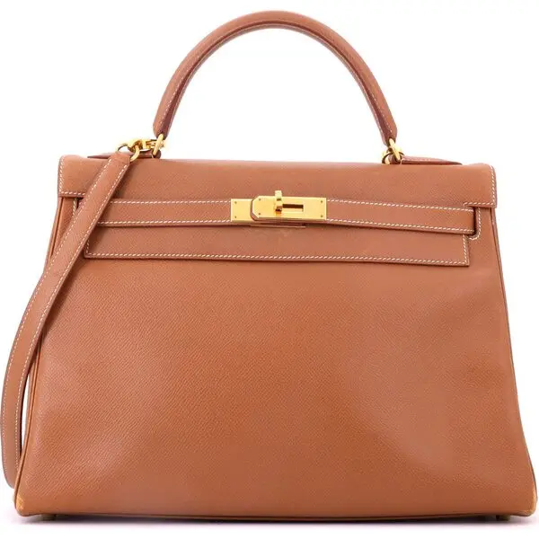 Hermès Kelly Handbag Brown Courchevel With Hardware 32 - Gold