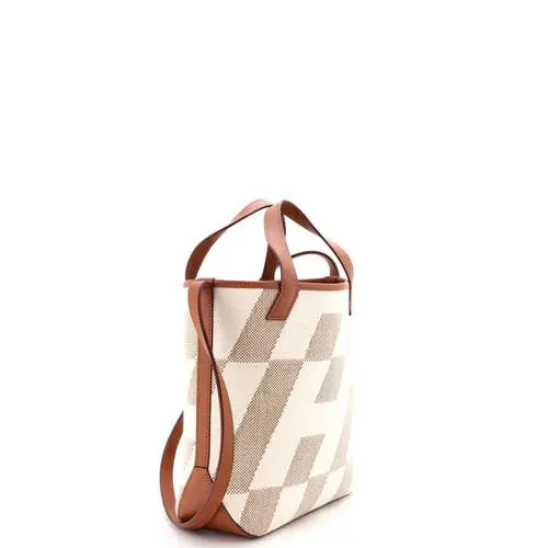 Hermès Cabas H En Biais Tote Canvas With Leather 27 - Gold