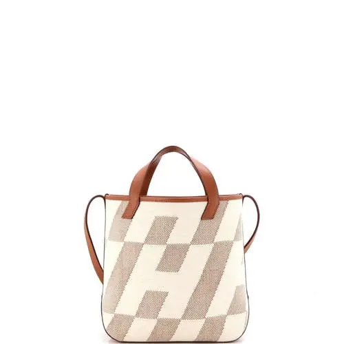Hermès Cabas H En Biais Tote Canvas With Leather 27 - Gold