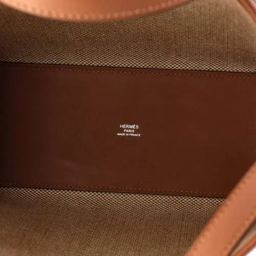 Hermès Cabas H En Biais Tote Canvas With Leather 27 - Gold