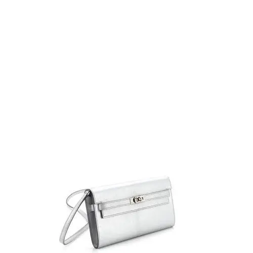 Hermès Kelly To Go Wallet Metallic Chevre Chamkilight - Metallic Silver
