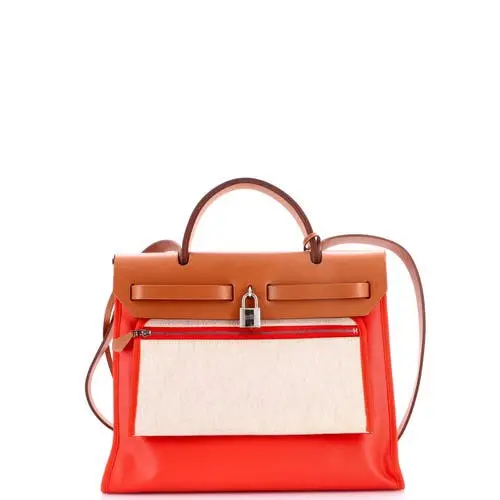 Hermès Herbag Zip Berline Vache Canvas And Leather 31