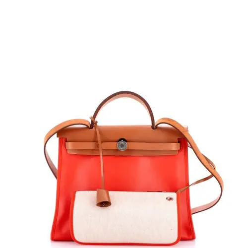 Hermès Herbag Zip Berline Vache Canvas And Leather 31 - Red