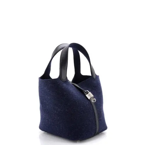 Hermès Picotin Lock Bag Felt With Leather Mm - Blue