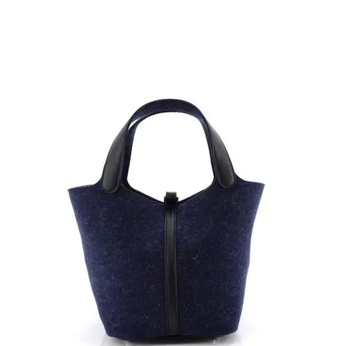 Hermès Picotin Lock Bag Felt With Leather Mm - Blue