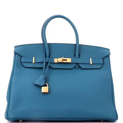 Hermès Birkin Handbag Togo With Gold Hardware 35 - Blue