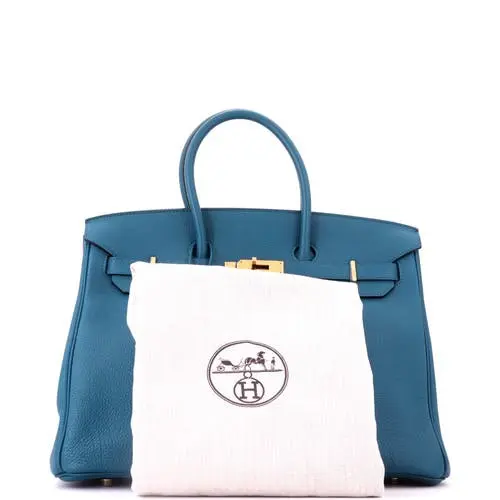 Hermès Birkin Handbag Togo With Gold Hardware 35 - Blue