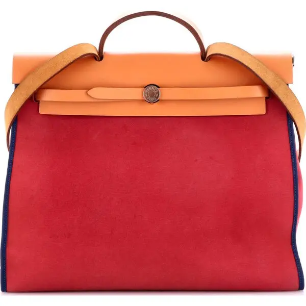Hermès Herbag Zip Leather And Toile 39 - Red