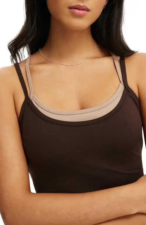 Cotton:on Active Ultra Soft Contrast Layer Tank - French Roast Latte