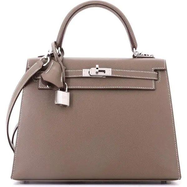 Hermès Kelly Handbag Grey Madame With Palladium Hardware 25 - Etoupe