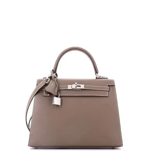 Hermès Kelly Handbag Grey Madame With Palladium Hardware 25 - Etoupe