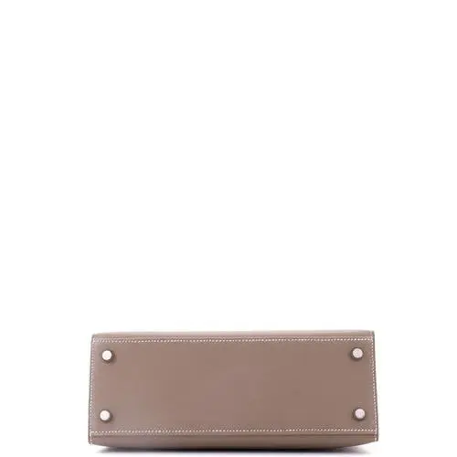 Hermès Kelly Handbag Grey Madame With Palladium Hardware 25 - Etoupe