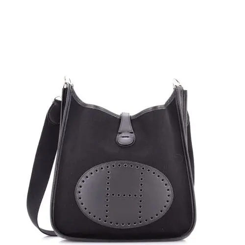 Hermès Evelyne Bag Gen I Toile And Leather Pm - Black