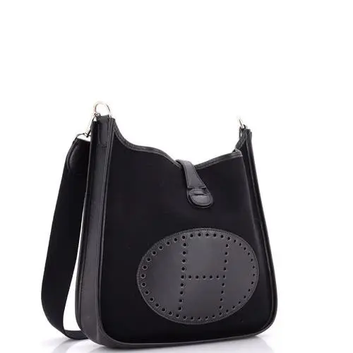 Hermès Evelyne Bag Gen I Toile And Leather Pm - Black