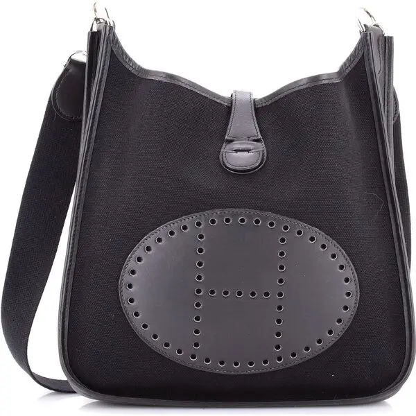Hermès Evelyne Bag Gen I Toile And Leather Pm - Noir