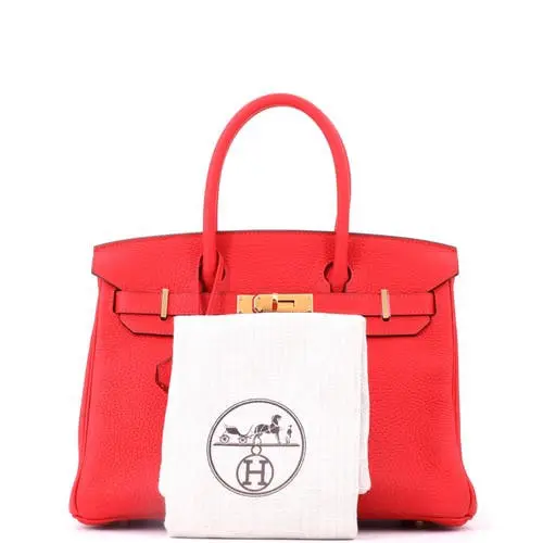 Hermès Birkin Handbag Clemence With Gold Hardware 30 - Red