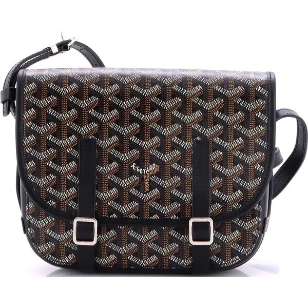 Goyard Belvedere Messenger Bag Coated Canvas With Leather Pm - Black