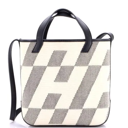 Hermès Cabas H En Biais Tote Canvas With Leather 27 - Black