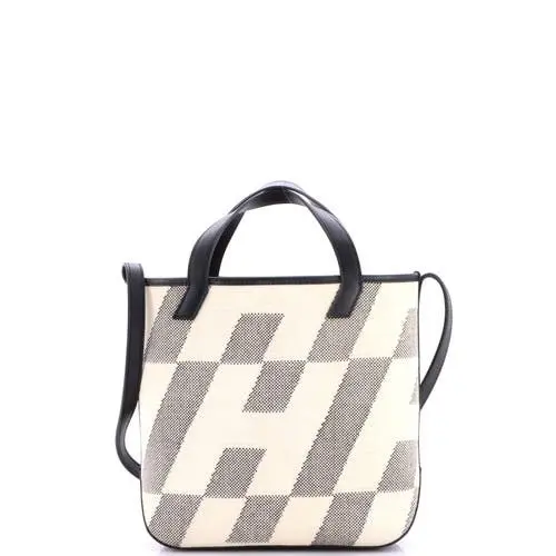 Hermès Cabas H En Biais Tote Canvas With Leather 27 - Black