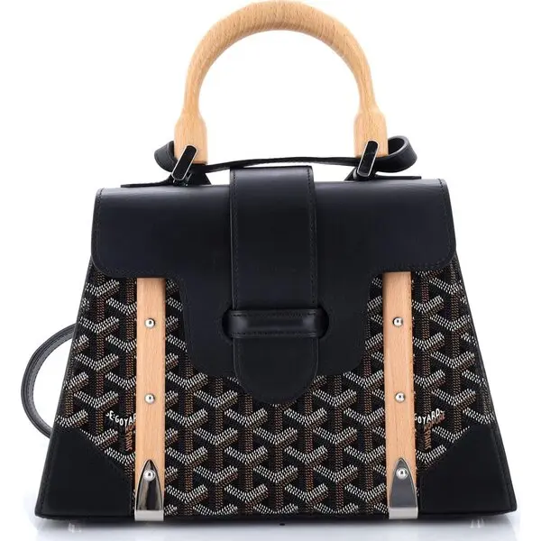 Goyard Saigon Top Handle Bag Coated Canvas With Leather Pm - Black