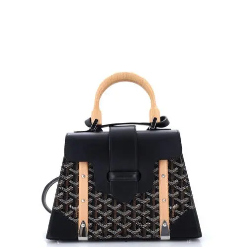 Goyard Saigon Top Handle Bag Coated Canvas With Leather Pm - Black