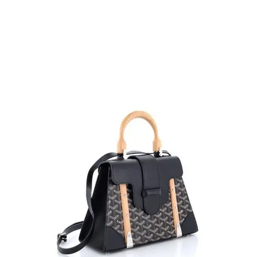 Goyard Saigon Top Handle Bag Coated Canvas With Leather Pm - Black