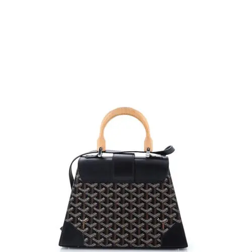 Goyard Saigon Top Handle Bag Coated Canvas With Leather Pm - Black