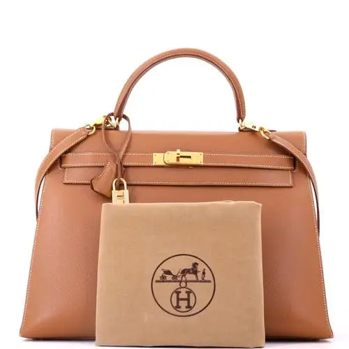 Hermès Kelly Handbag Brown Courchevel With Hardware 35