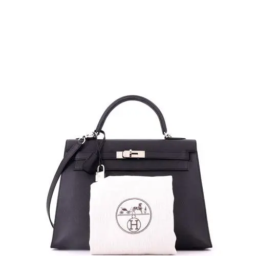 Hermès Kelly Handbag Black Epsom With Palladium Hardware 32