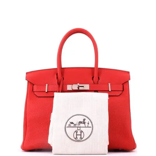 Hermès Birkin Handbag Red Togo With Palladium Hardware 30 - Geranium