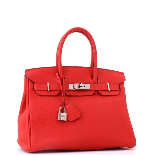 Hermès Birkin Handbag Red Togo With Palladium Hardware 30 - Geranium