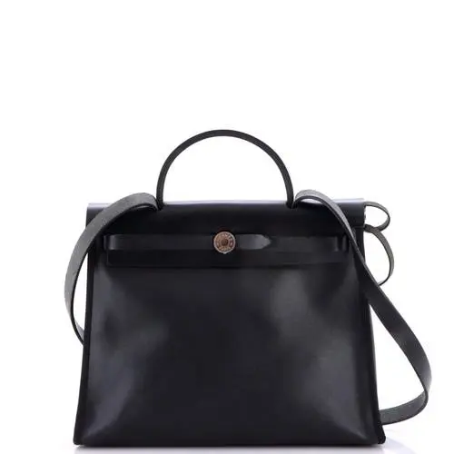 Hermès Herbag Zip Berline Vache Canvas And Leather 31 - Black