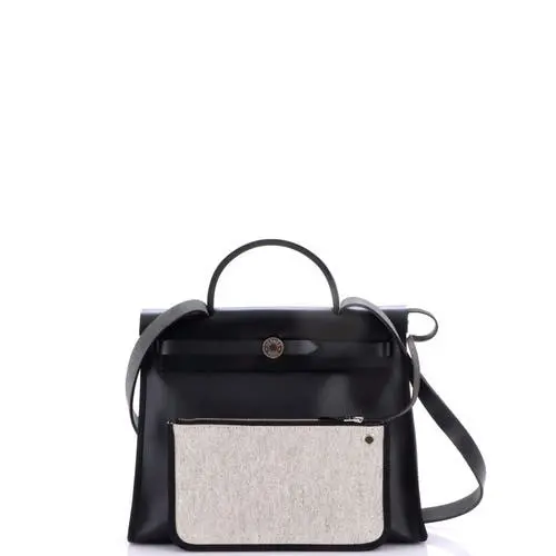 Hermès Herbag Zip Berline Vache Canvas And Leather 31 - Black